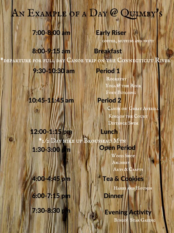Example Day | A Typical Day for Guests in Averill, VT | Quimby Country